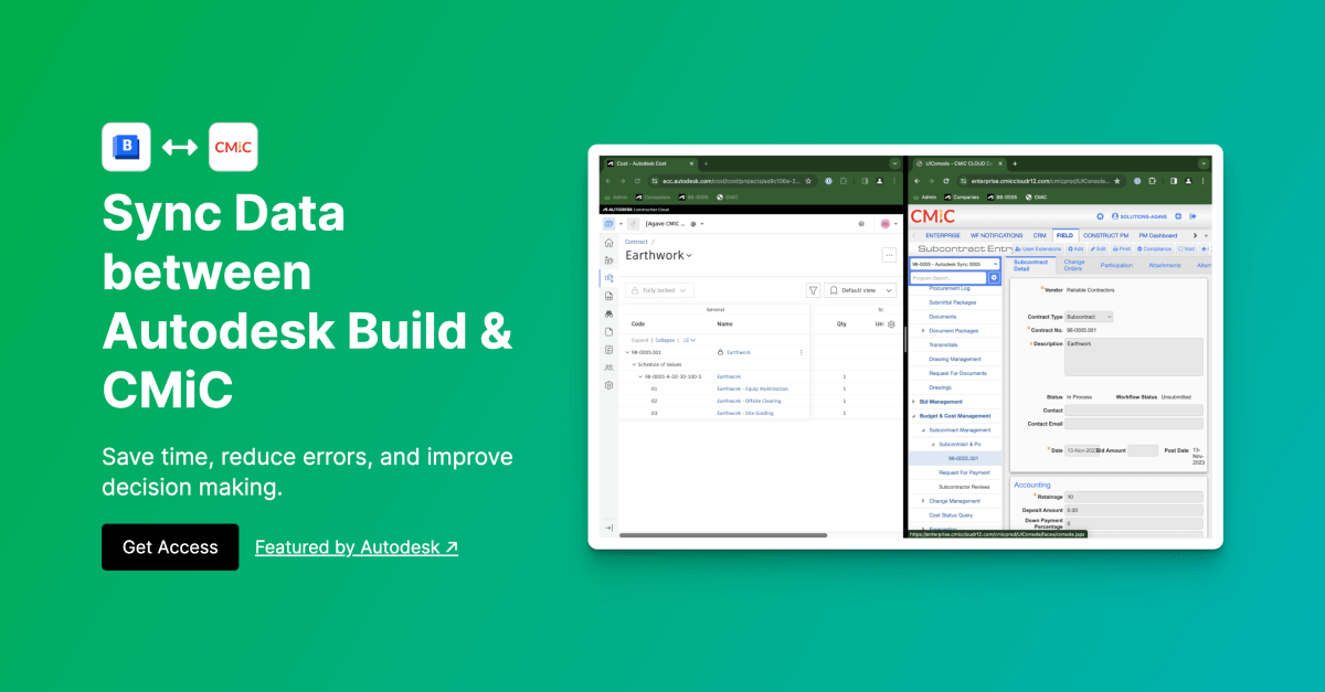 Keep Autodesk Build and CMiC in Sync with Agave - Agave Keep Autodesk Build and CMiC in Sync with Agave - Agave